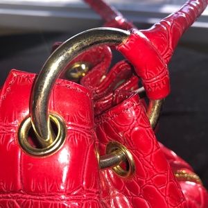 Isabella Adams | Bags | Isabella Adams Red Leather Croc Embossed ...